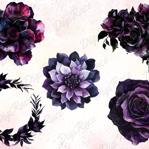 Clip Art Gothic Flowers Design, Dark Fantasy Clipart, Witch, Halloween ...