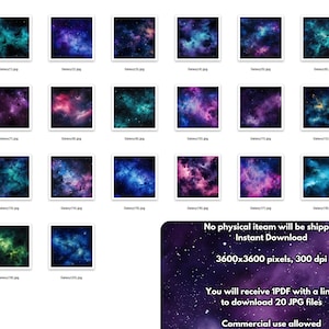 Galaxy Cosmic Digital Papers for Scrapbooking, Printing, Junk Journal ...