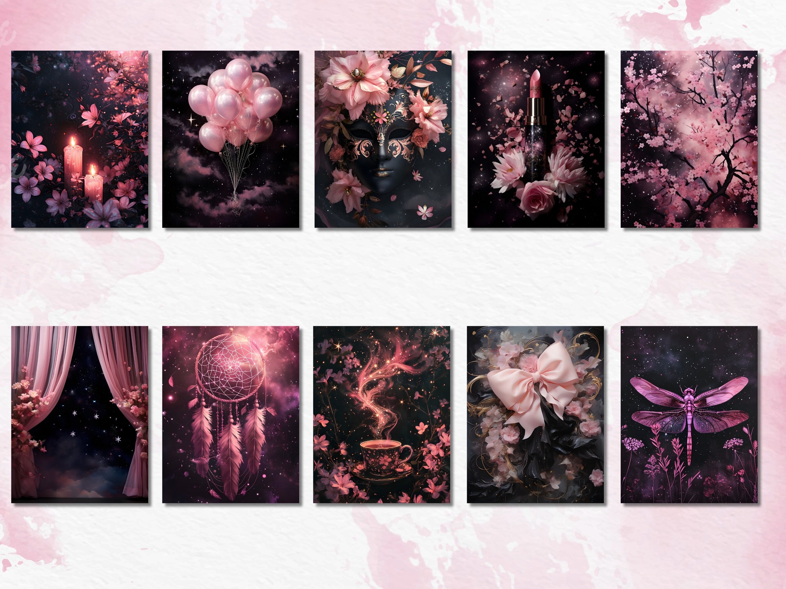 Black Pink Digital Papers Bundle, Junk Journal Pages, Scrapbooking, US ...