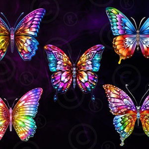 Clip Art Butterflies Rainbow Clipart Bundle Transparent Background Free ...