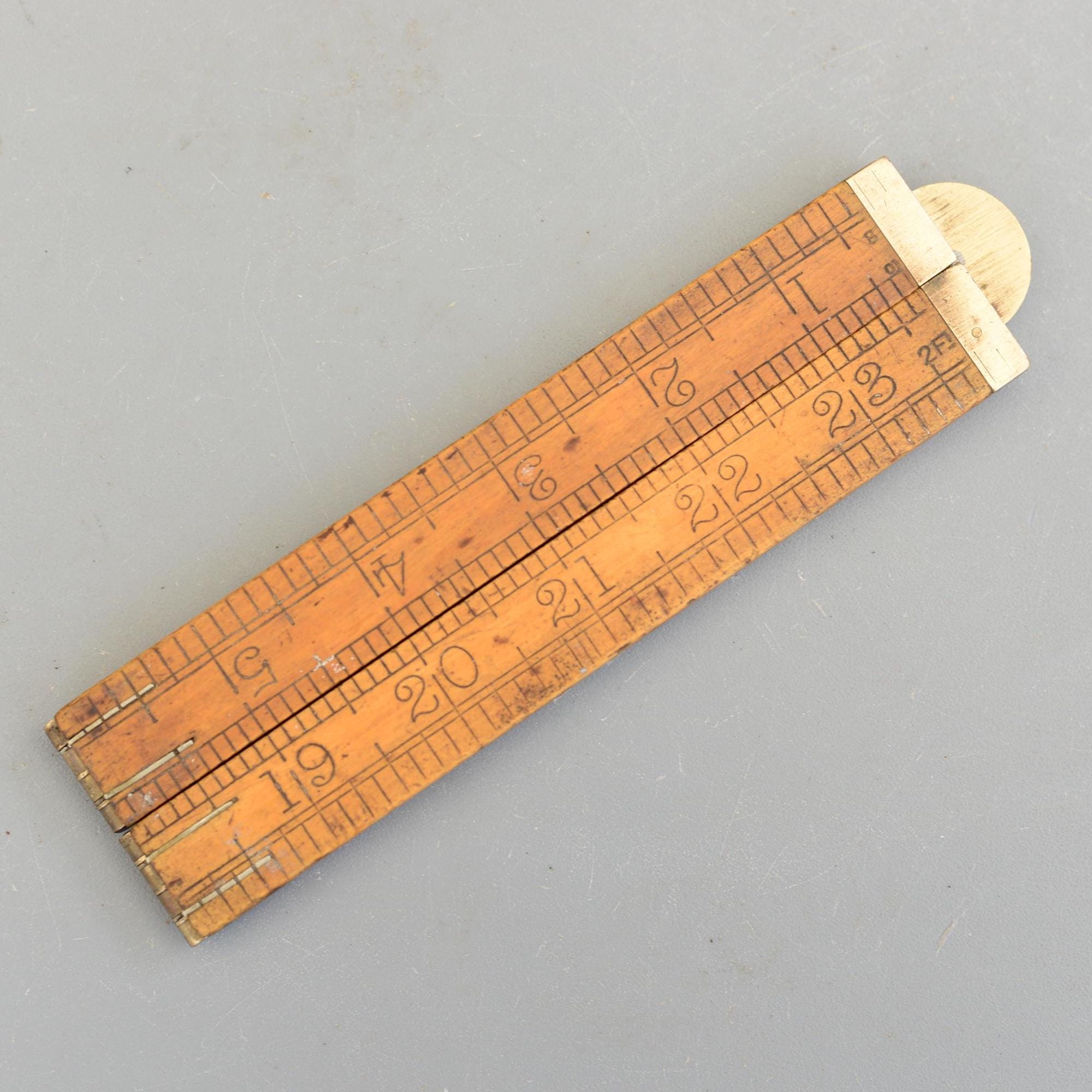 Vintage Rabone Chesterman England No 1380 Boxwood & Brass Folding Ruler ...