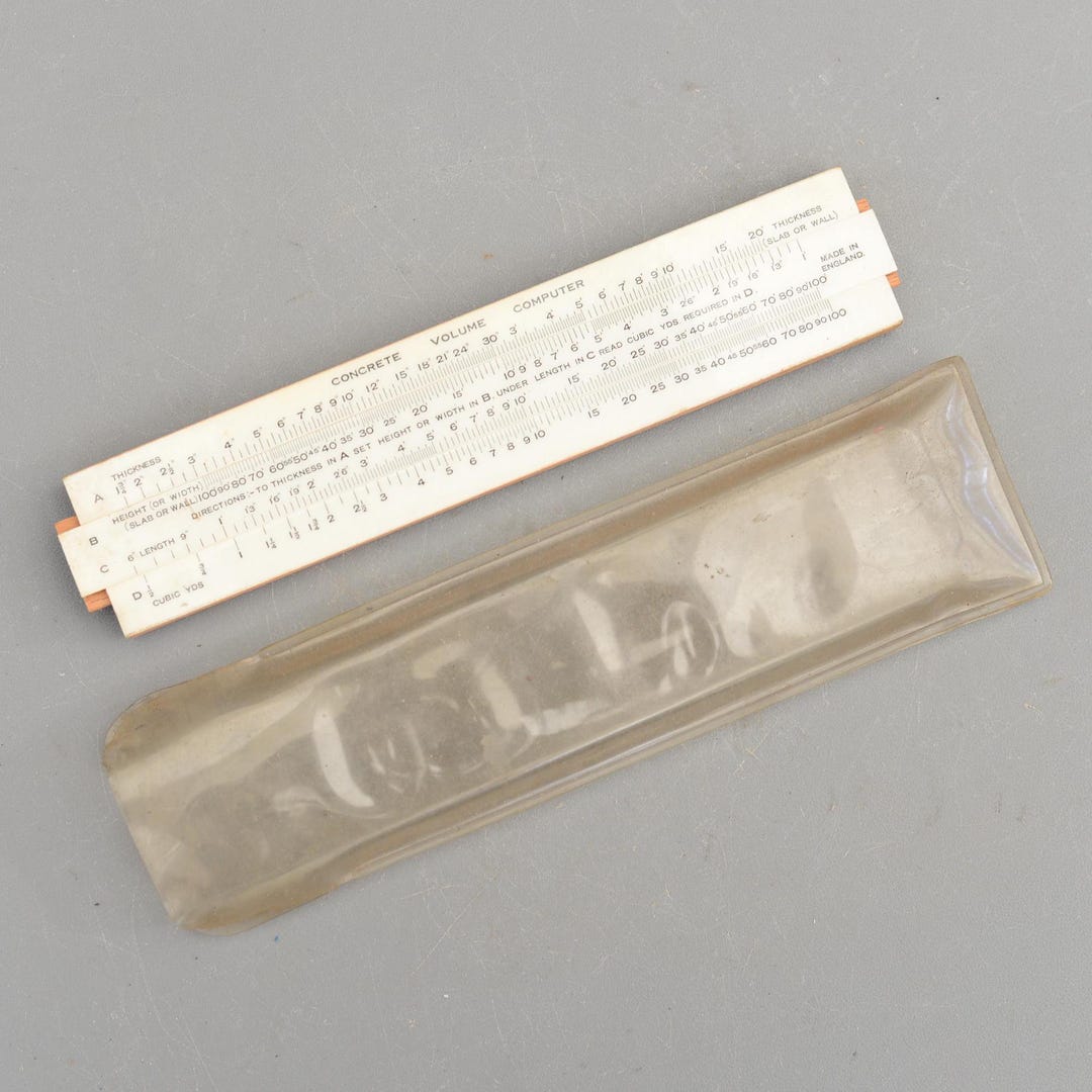 Vintage 100 Yards Concrete Volume Computer Slide Rule Made in England ...