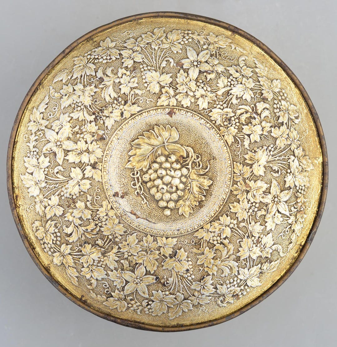 Vintage Tin Container Large Round Guildcraft New York USA Grape 7.5” - Etsy