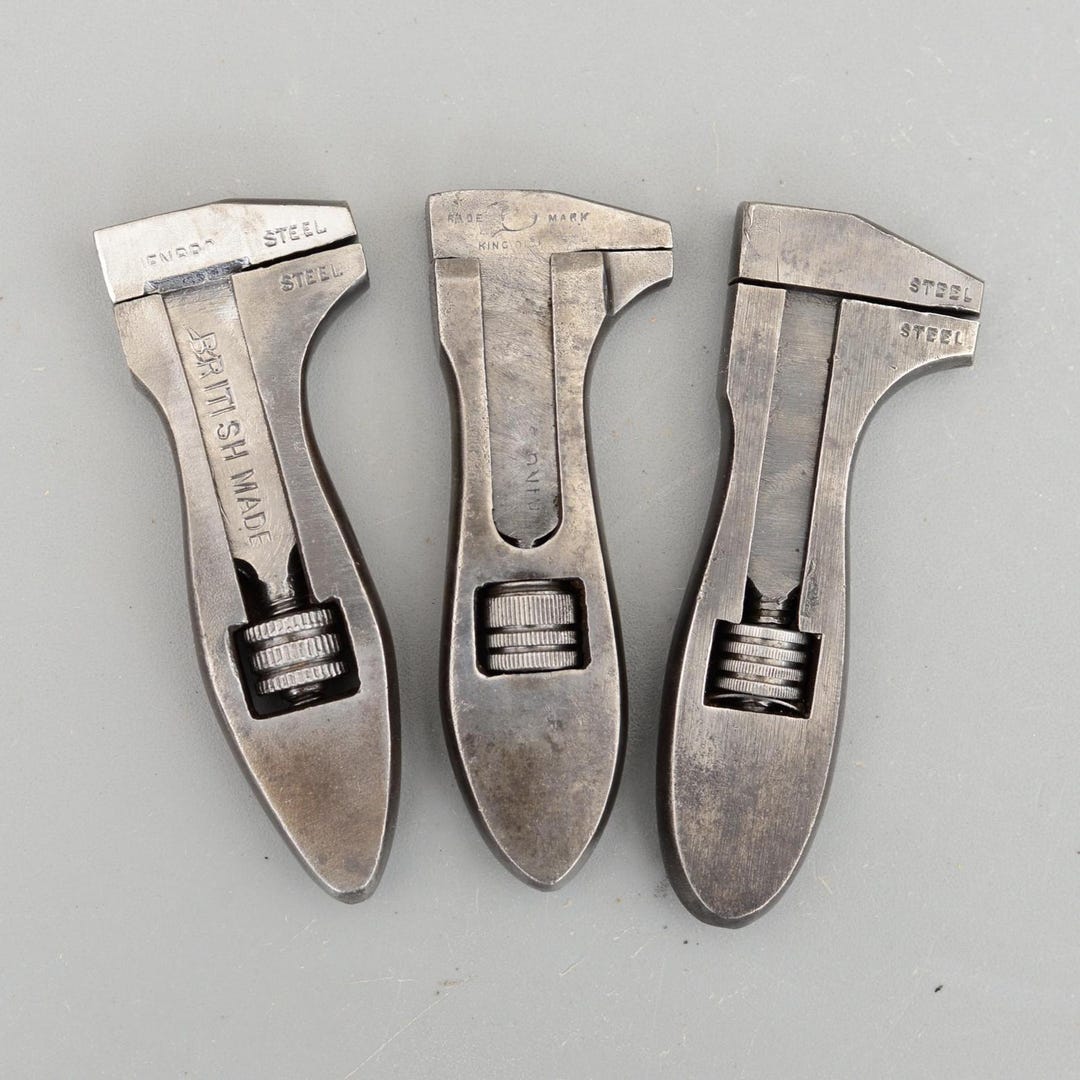 Set 3 Vintage King Dick JENBRO Steel 4" Bulldog Adjustable Spanner ...