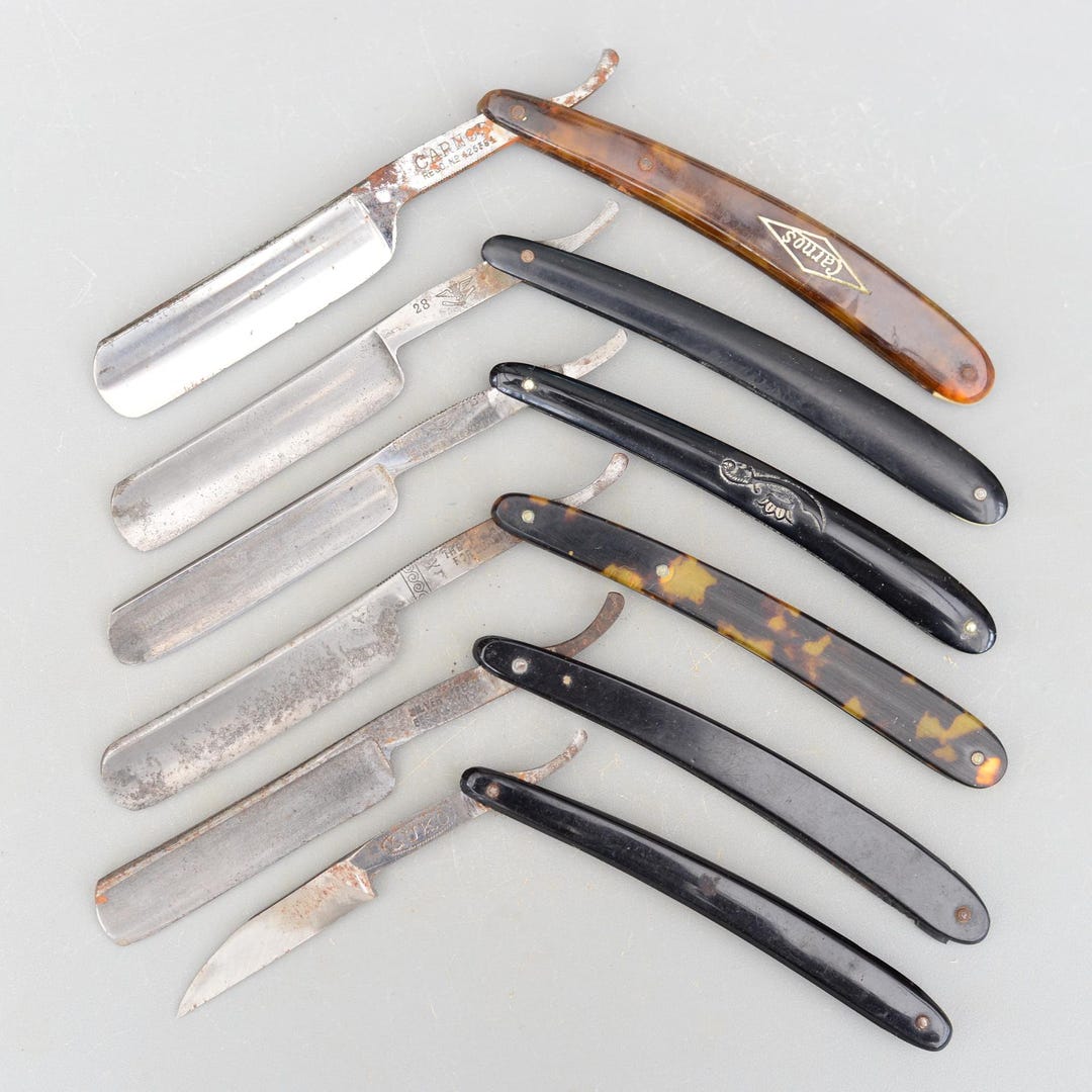 Set 6 Vintage Straight Razor Cut Throat Razors - Etsy