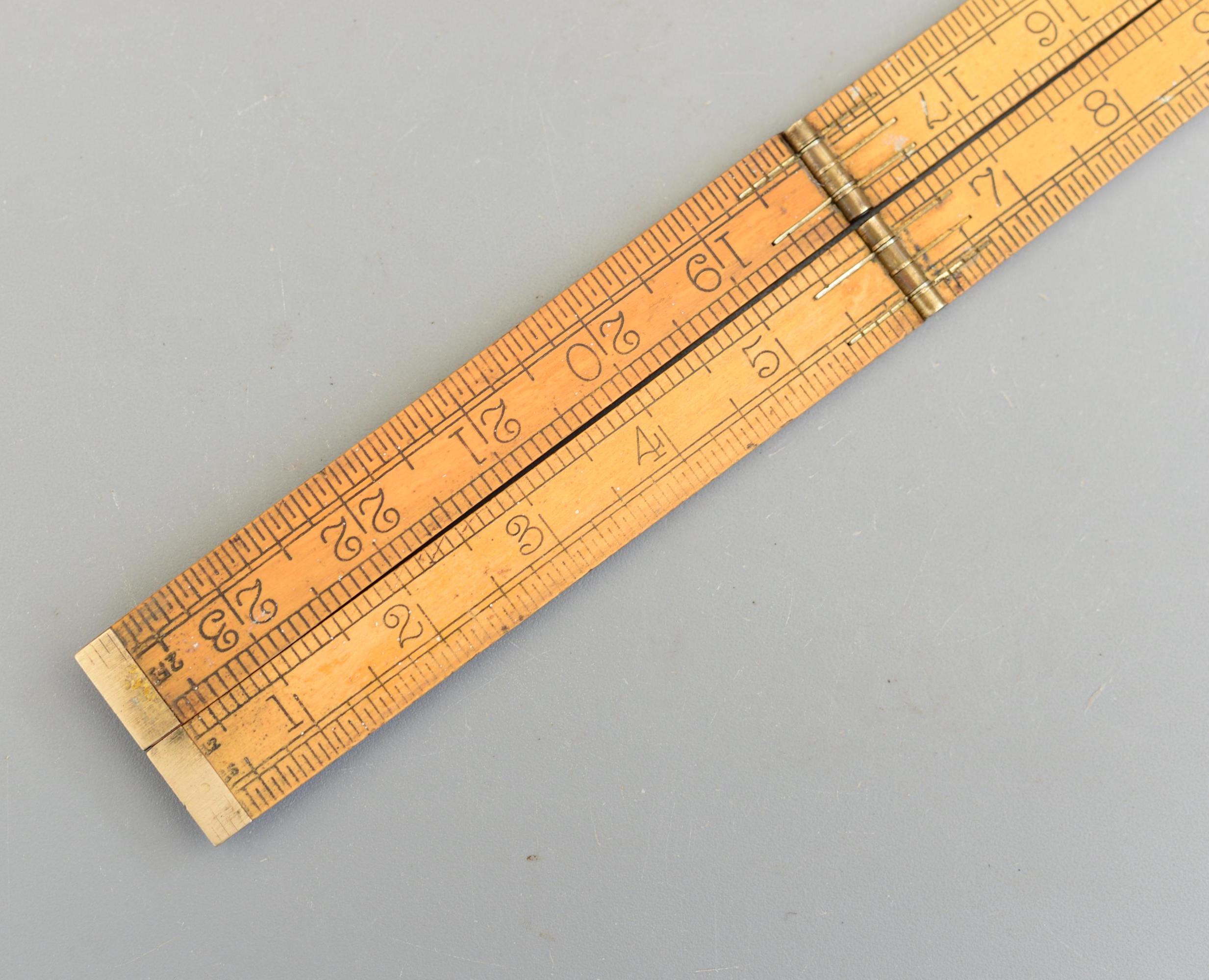 Vintage Rabone Chesterman England No 1380 Boxwood & Brass Folding Ruler ...