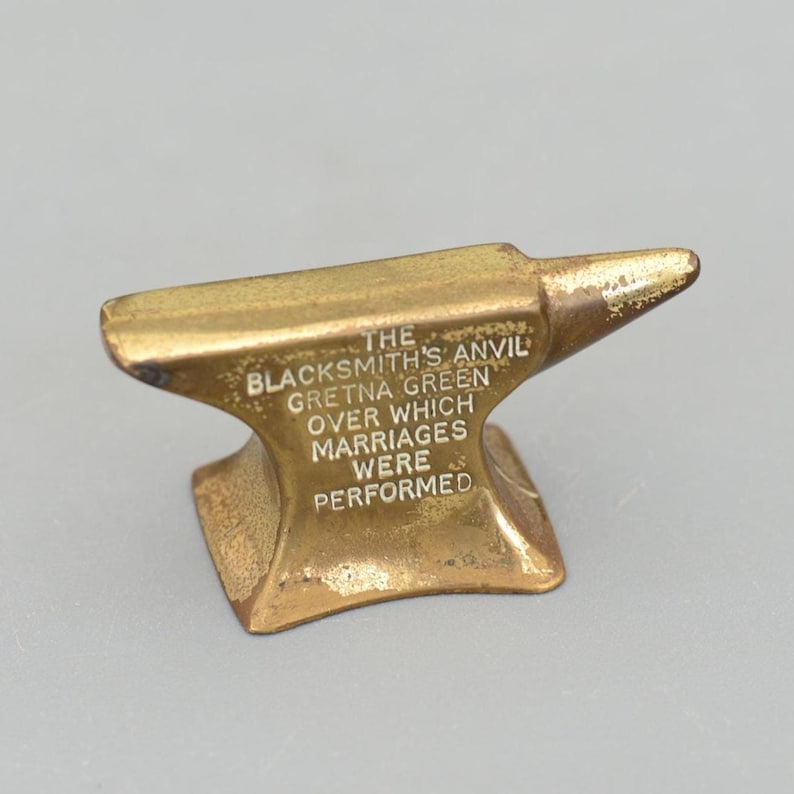 Vintage Brass Gretna Green Anvil Paperweight Ornament Souvenir ...