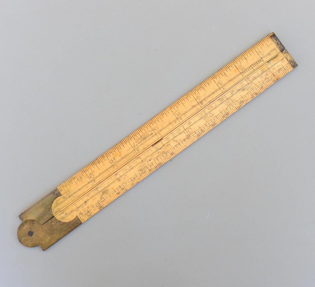 Vintage Rare Edward Preston & Sons Birmingham Boxwood Brass Folding ...