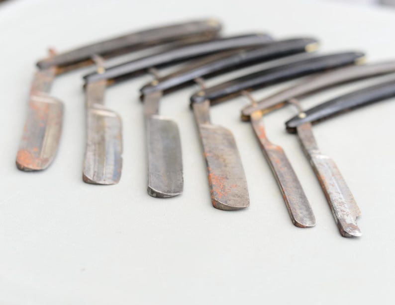 Set 6 Vintage Straight Razor Cut Throat Razors - Etsy