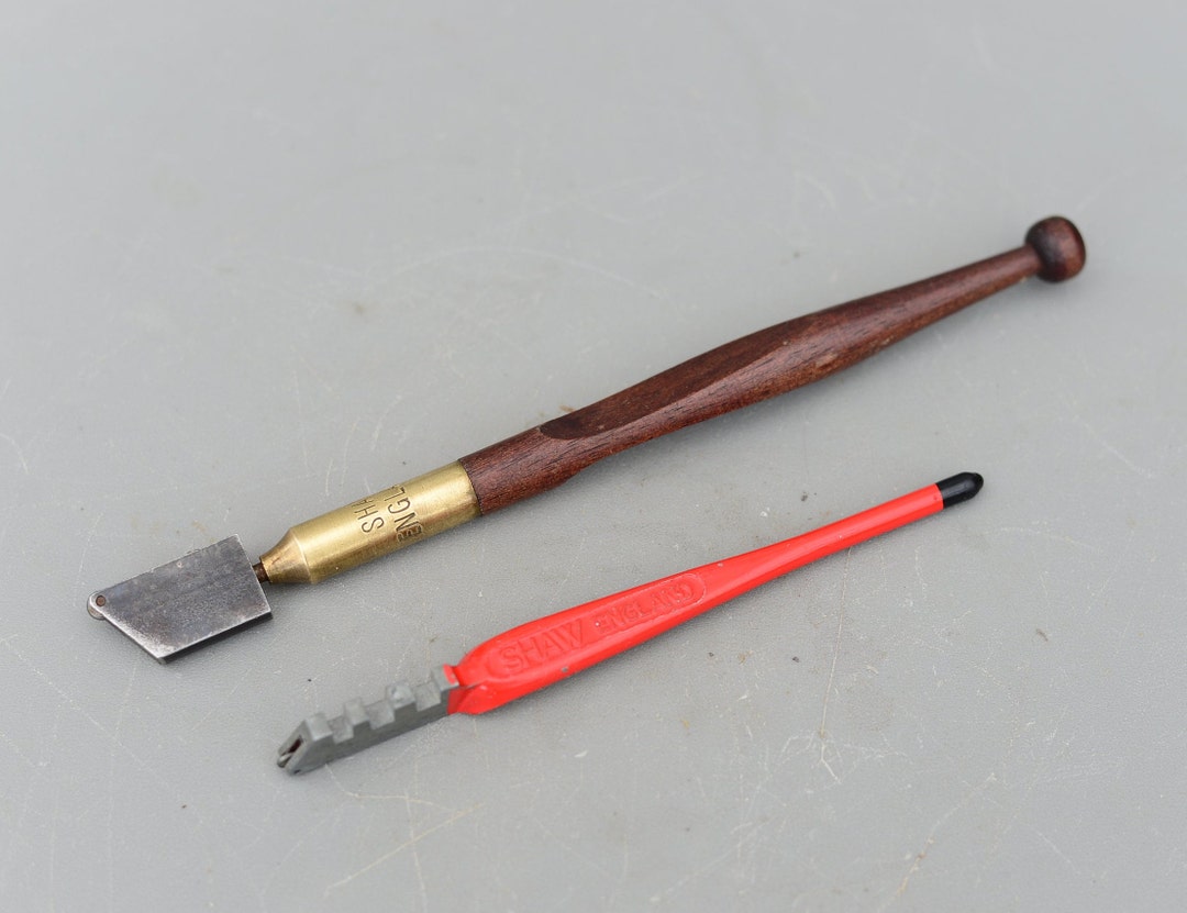 Set 2 Vintage SHAW England Glass Cutter Rosewood Brass Steel - Etsy