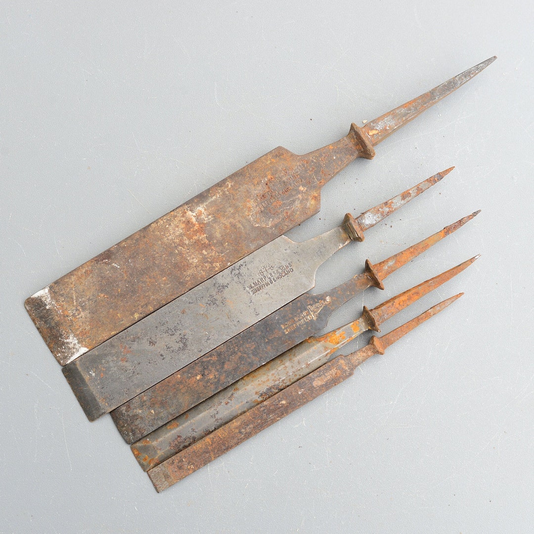 Vintage Set 5 Flat Chisel England Carving Chisels Famous English Brands ...