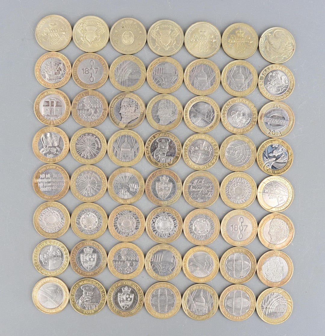 Set British Coins UK England Two Pound Coin Rare Collectible - Etsy UK