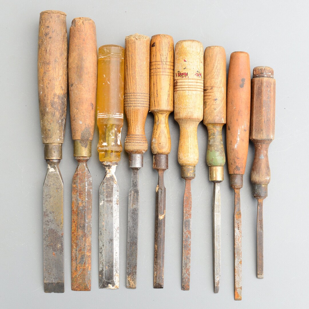 Vintage Set 9 Flat Chisel England Carving Chisels Famous English Brands ...