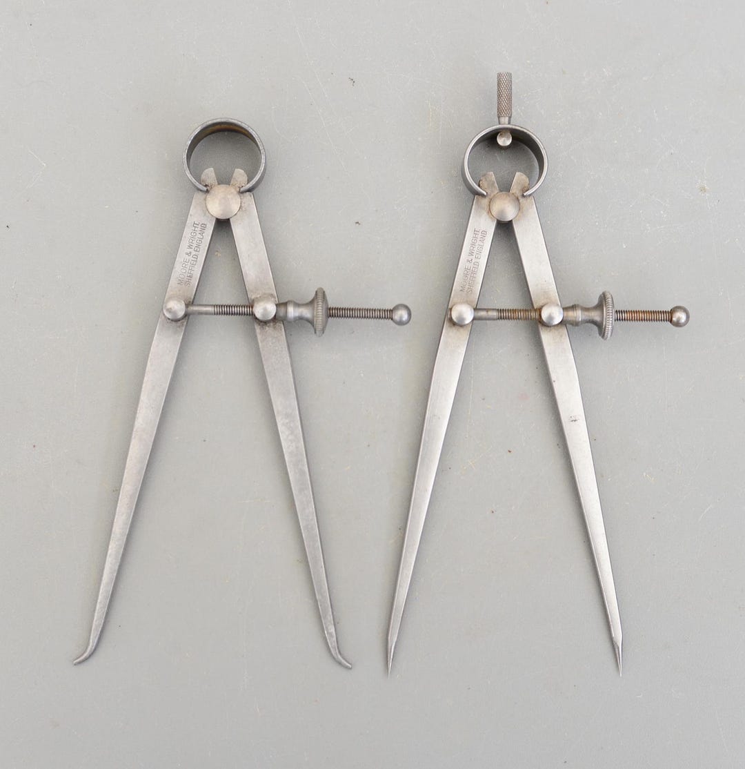 Set 2 Vintage Steel Dividers Moore & Wright Sheffield England Compass ...