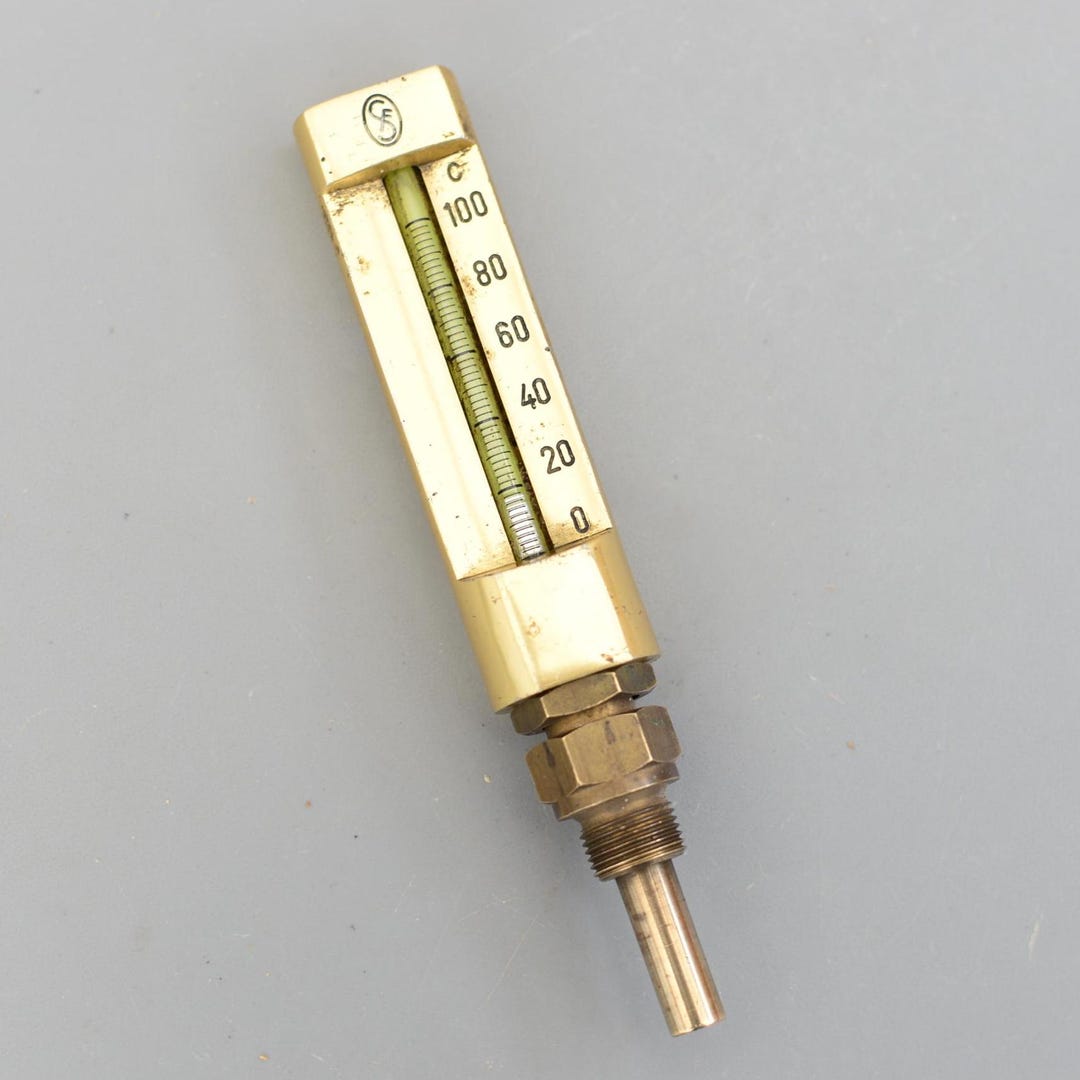 Vintage SF Brass Industrial Thermometer 0-100C Steam - Etsy