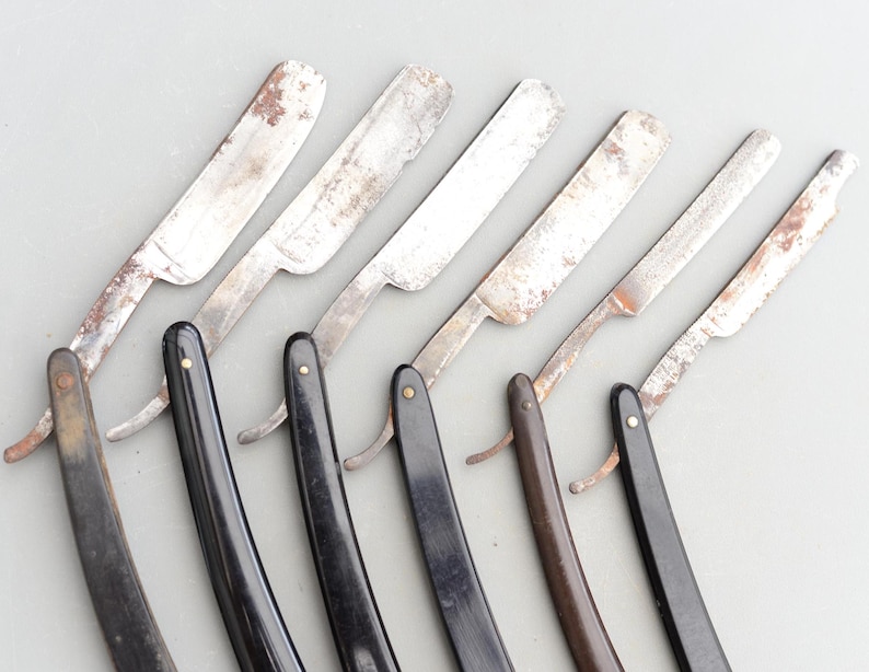 Set 6 Vintage Straight Razor Cut Throat Razors - Etsy