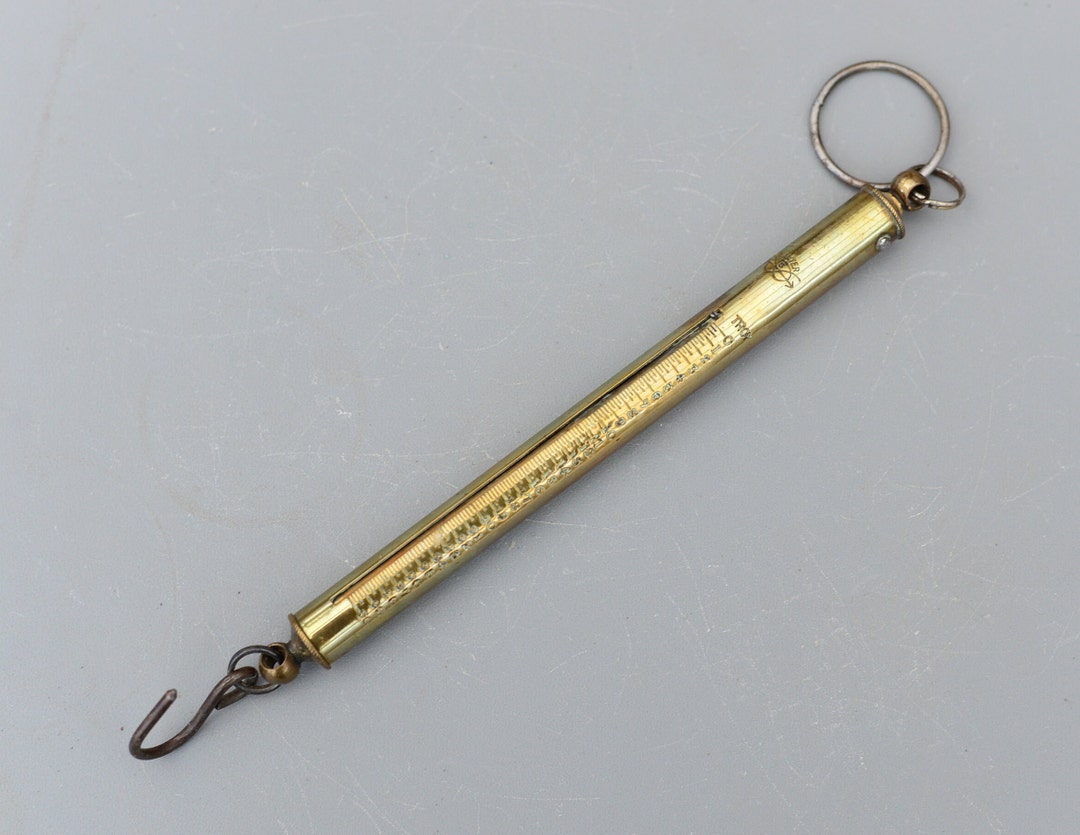 Vintage Salter Brass Tube Spring Balance Scales up to 30 Troy Fishing ...