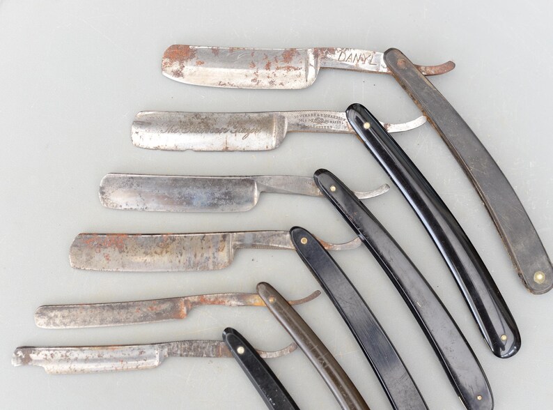 Set 6 Vintage Straight Razor Cut Throat Razors - Etsy