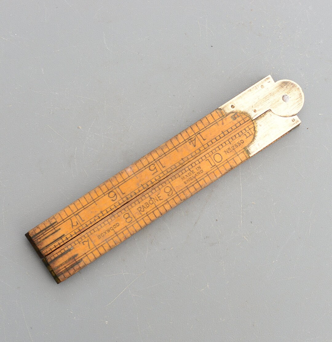Vintage Rare Small Rabone Folding Rule No 2550 Boxwood & Brass Ruler 24 ...