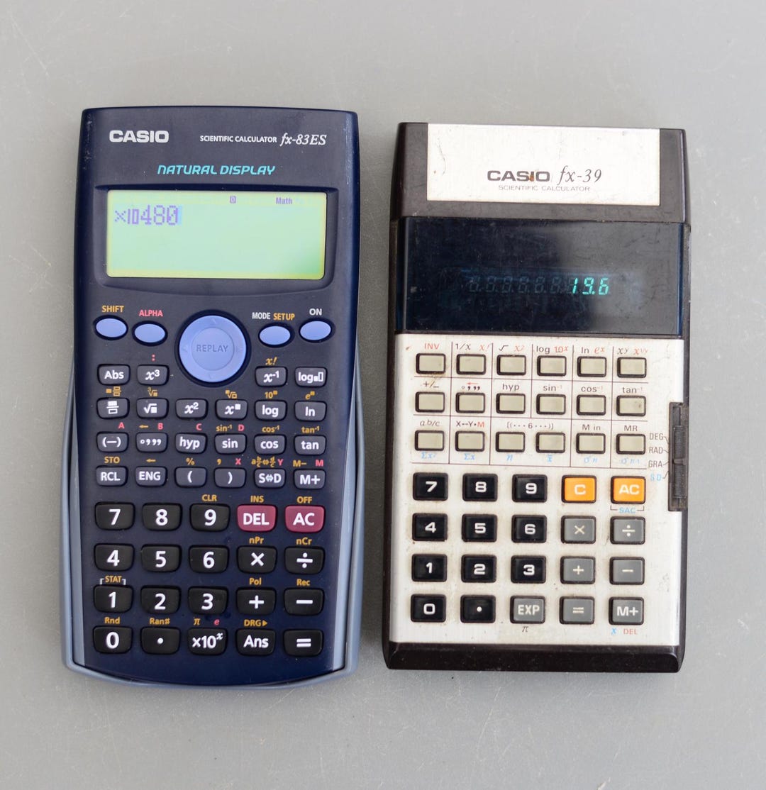 2 Vintage Casio Fx-83es Battery Powered Scientific Calculator Natural ...