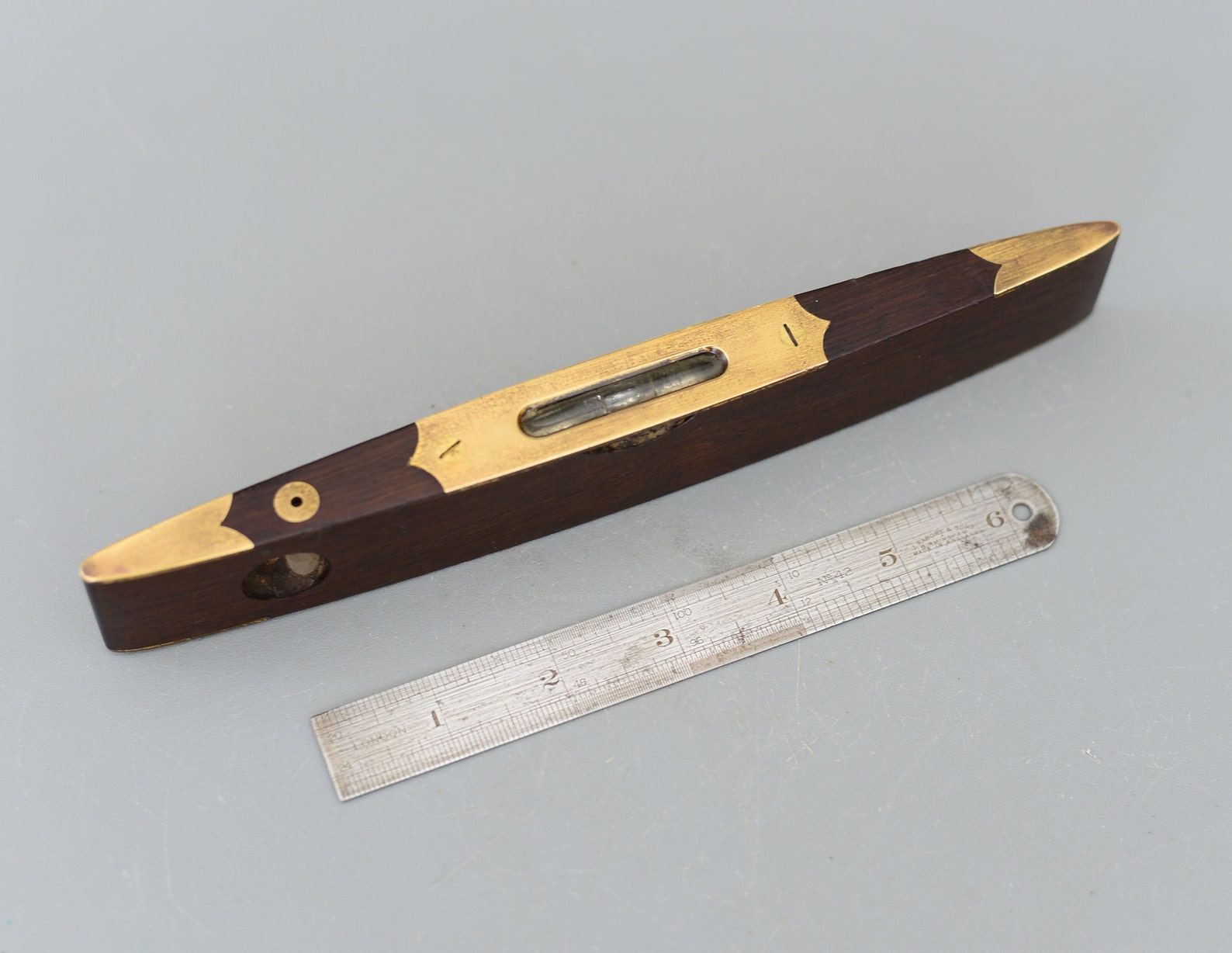 Vintage John Rabone & Sons Wood Brass Boat Spirit Level 9 Inches and ...
