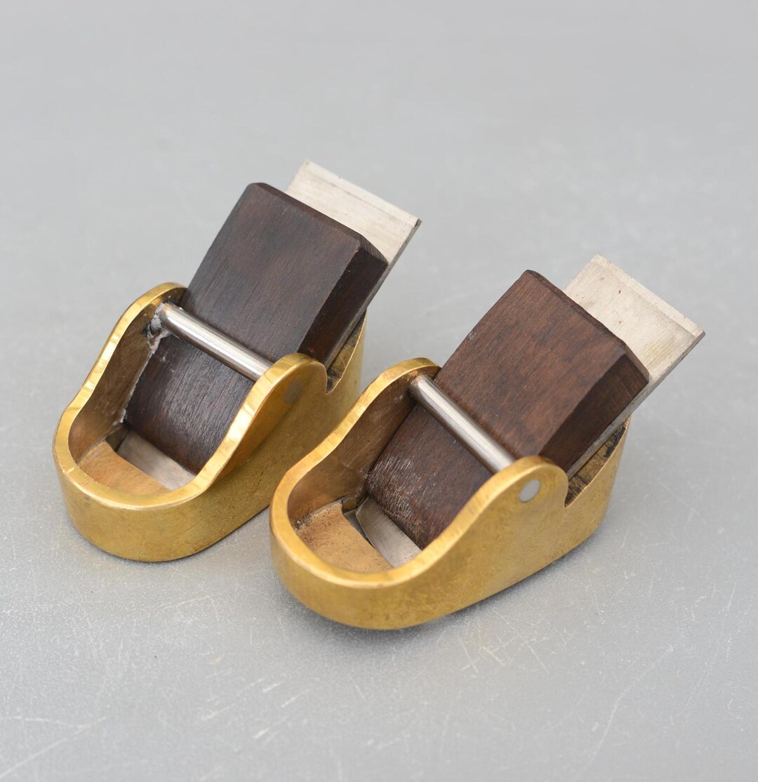 2 Vintage Brass Round & Flat Sole Luthier Violin Finger Planes Small ...