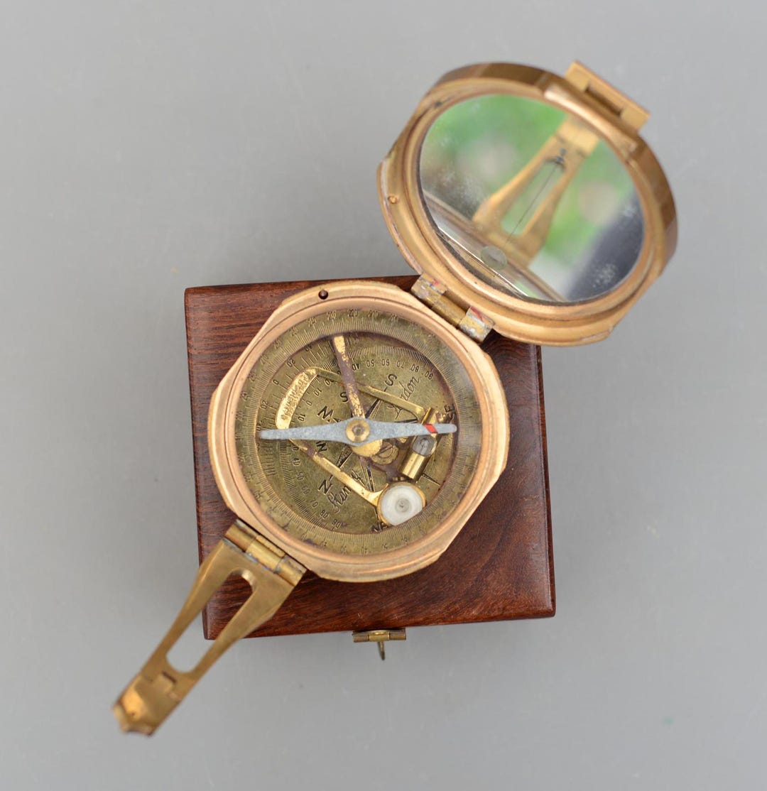 Vintage Stanley London 3” Brass Compass Brunton Compas With Wooden Box - Etsy