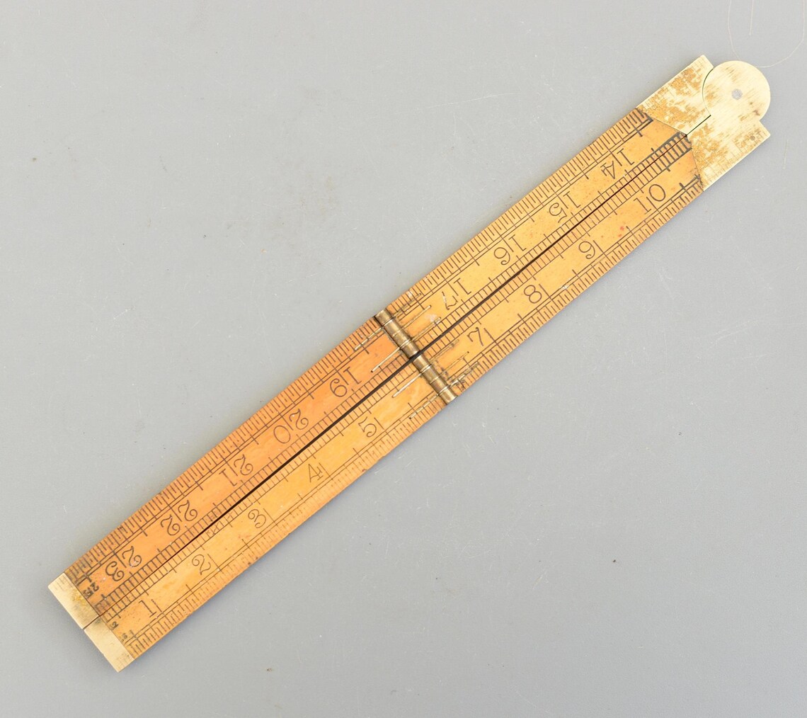 Vintage Rabone Chesterman England No 1380 Boxwood & Brass Folding Ruler ...