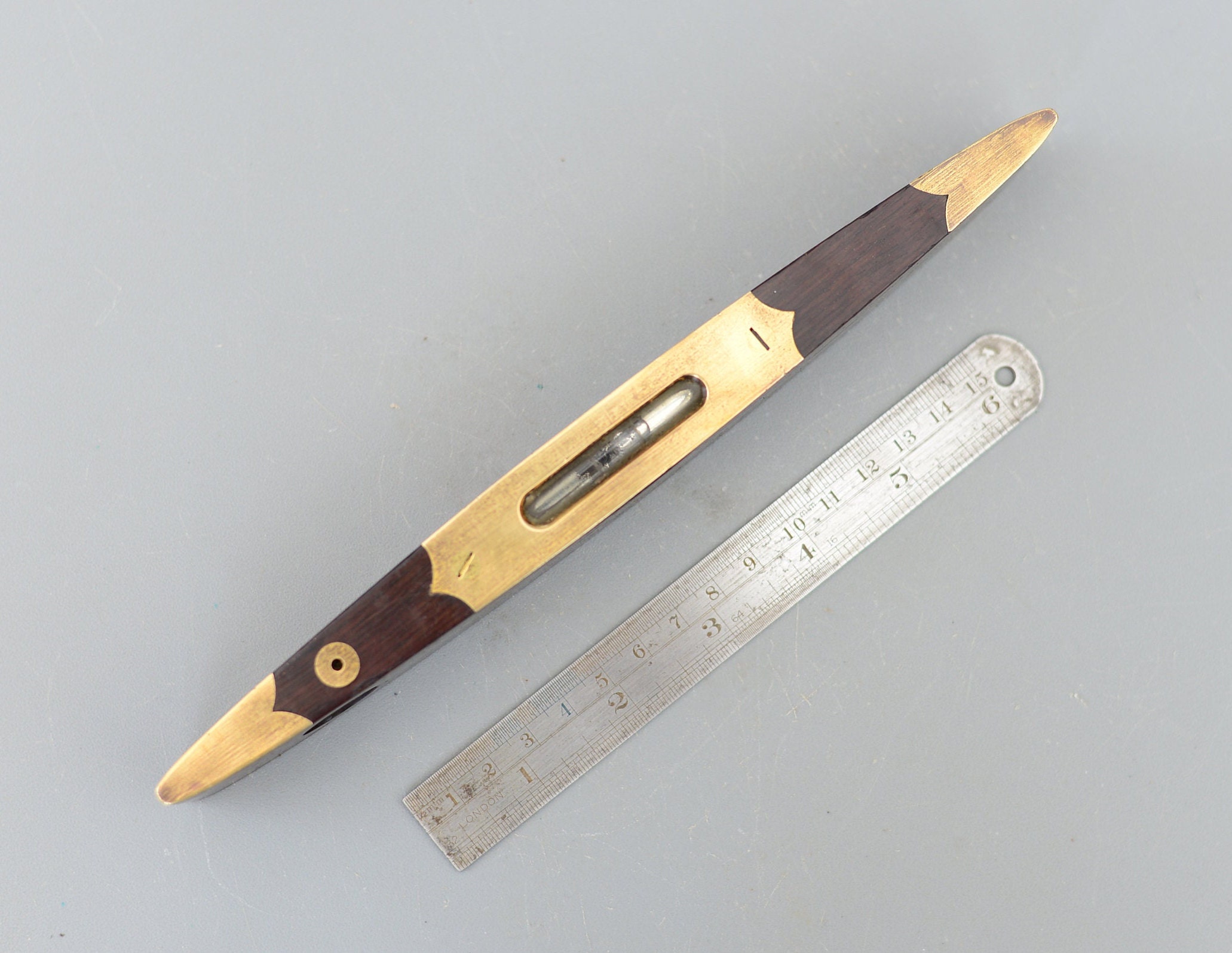 Vintage John Rabone & Sons Wood Brass Boat Spirit Level 9 Inches and ...