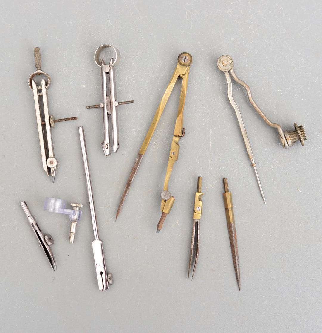 Vintage Set Steel Brass Measuring Caliper Compass Engineering Calipers ...