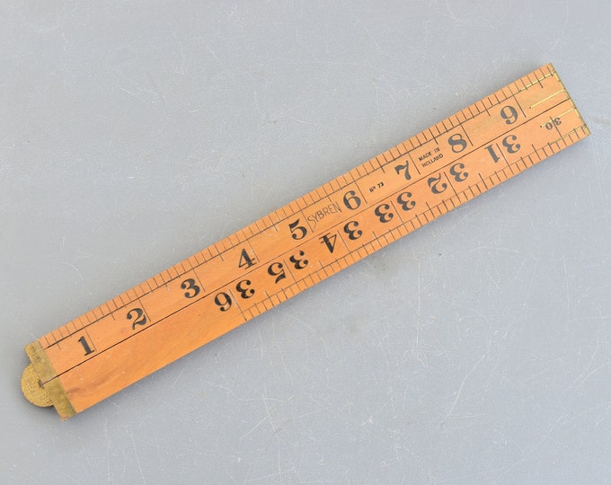 Vintage SYBREN Made in Holland No 73 Boxwood & Brass Folding Ruler 36 ...