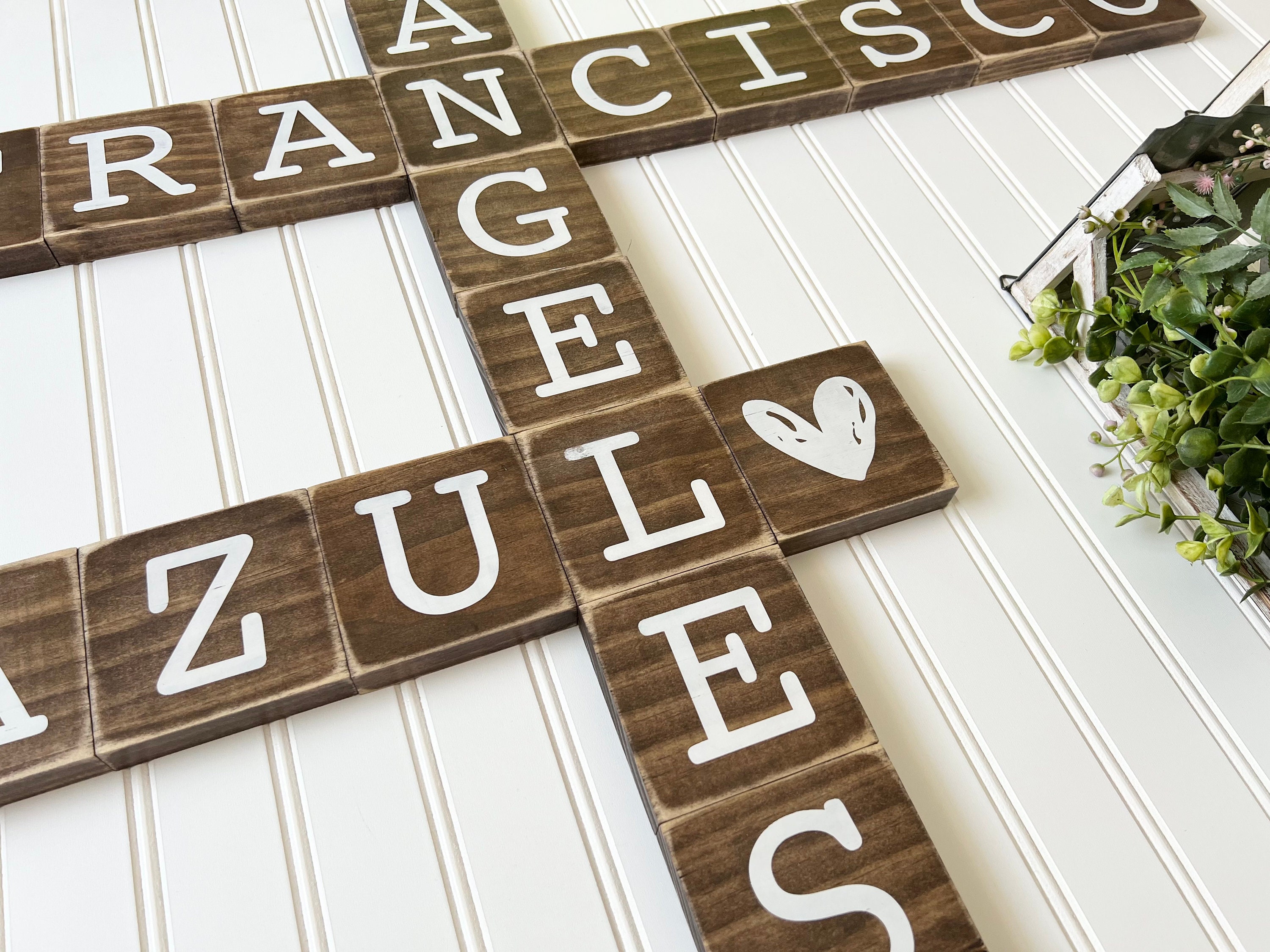 Scrabble Letter Tiles: Painted Wood Blocks, Wall Gallery Decor - Etsy