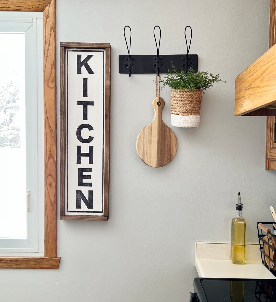 Horizontal & Vertical Kitchen Wood Frame | Farmhouse Kitchen Wood Sing ...