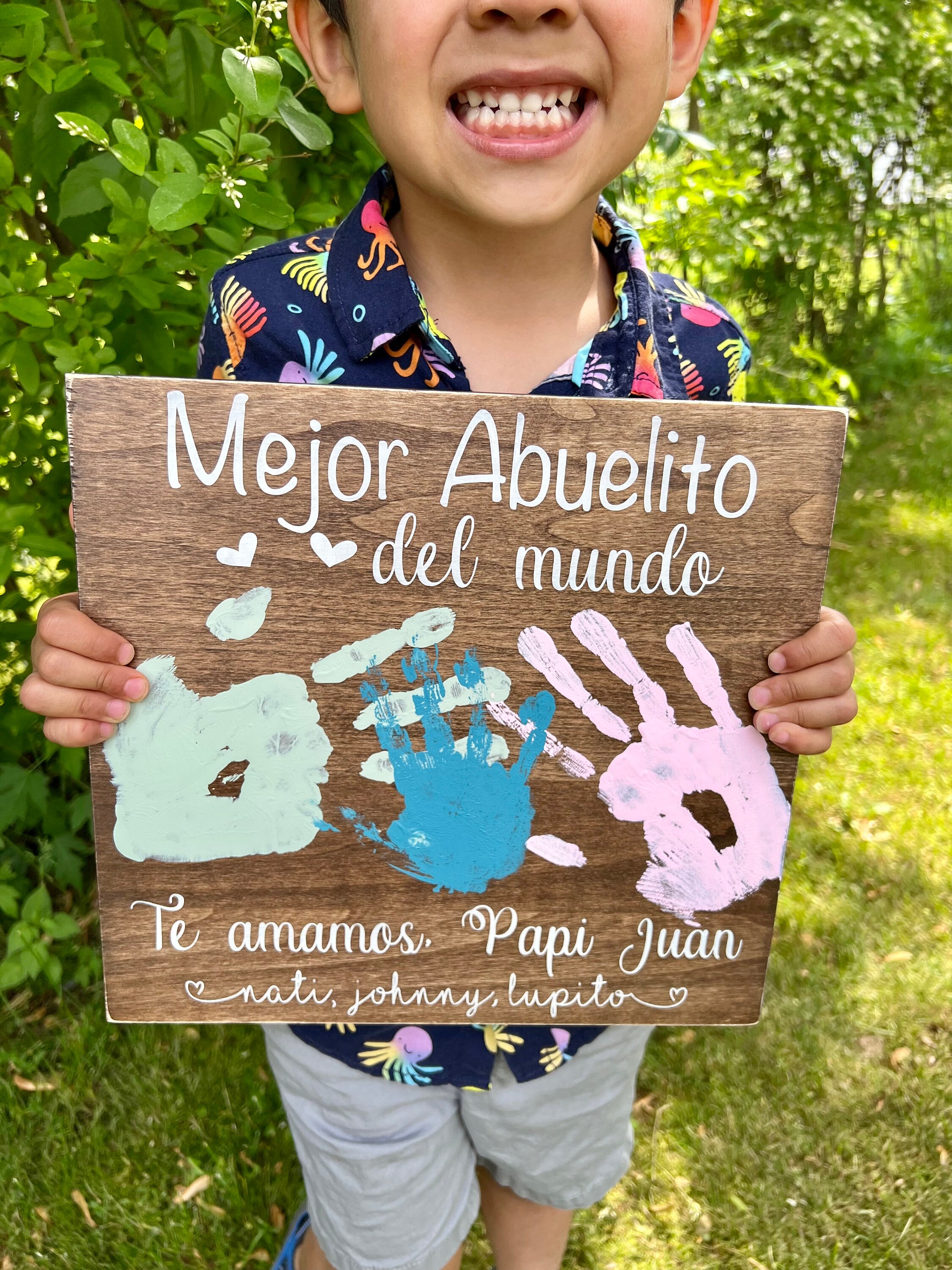Personalized Grandkids Handprint Wood Sign: Abuelito/abuelita Gift - Etsy