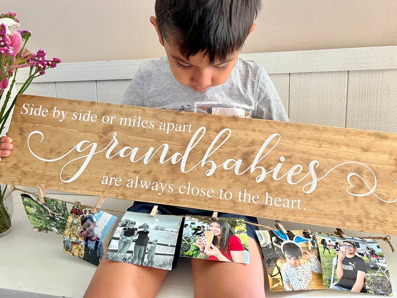Grandkids Photo Display: Rustic Wooden Brag Board, Abuelos Gift - Etsy