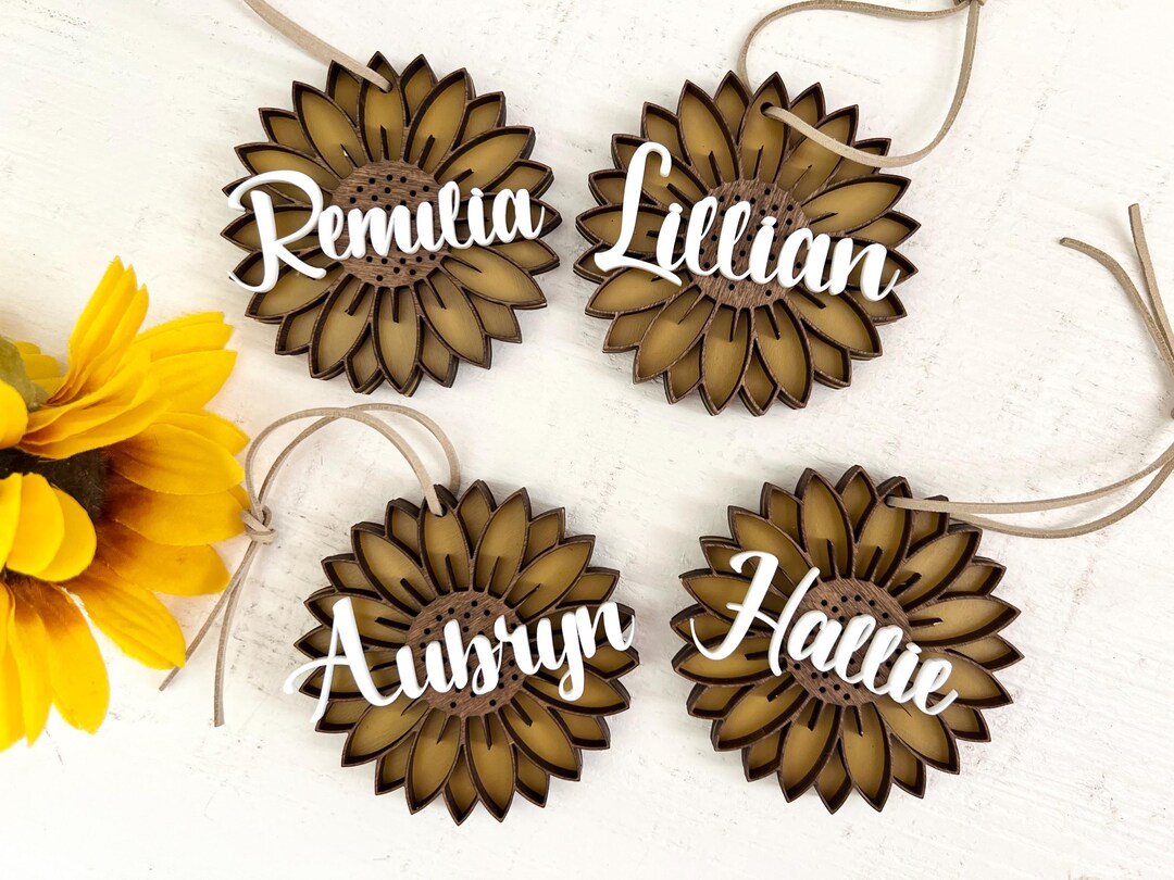 3D Sunflower Name Tag: Personalized Wooden Summer & Fall Decor - Etsy