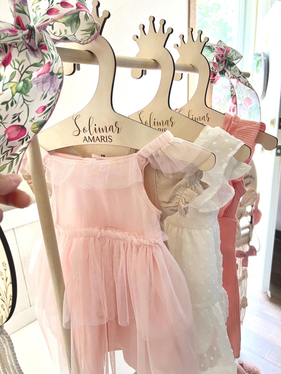 Personalized Baby Clothes Hangers: Engraved Walnut Wood, Custom Name - Etsy