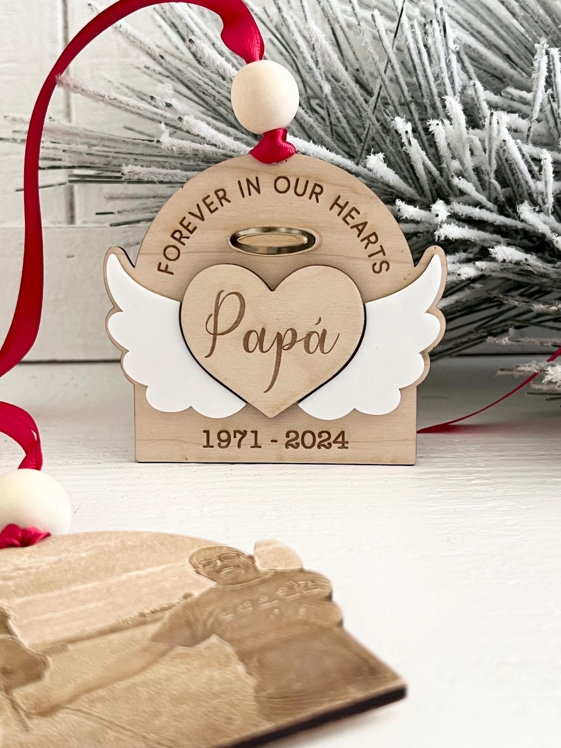 Custom Engraved Memorial Car Charm: Walnut Remembrance Ornament - Etsy