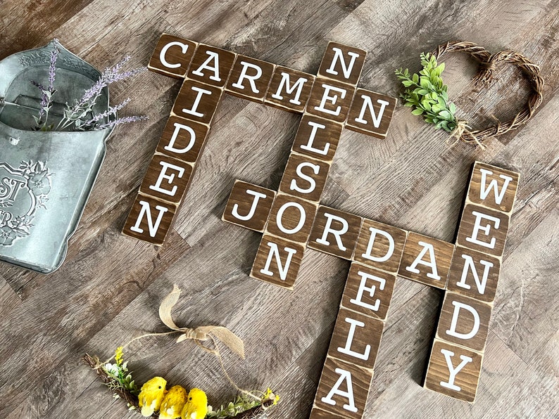 Scrabble Letter Tiles: Painted Wood Blocks, Wall Gallery Decor - Etsy