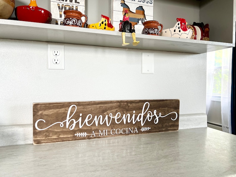 Bienvenidos a Mi Cocina Wood Sign: Hand Painted Spanish Kitchen Decor ...