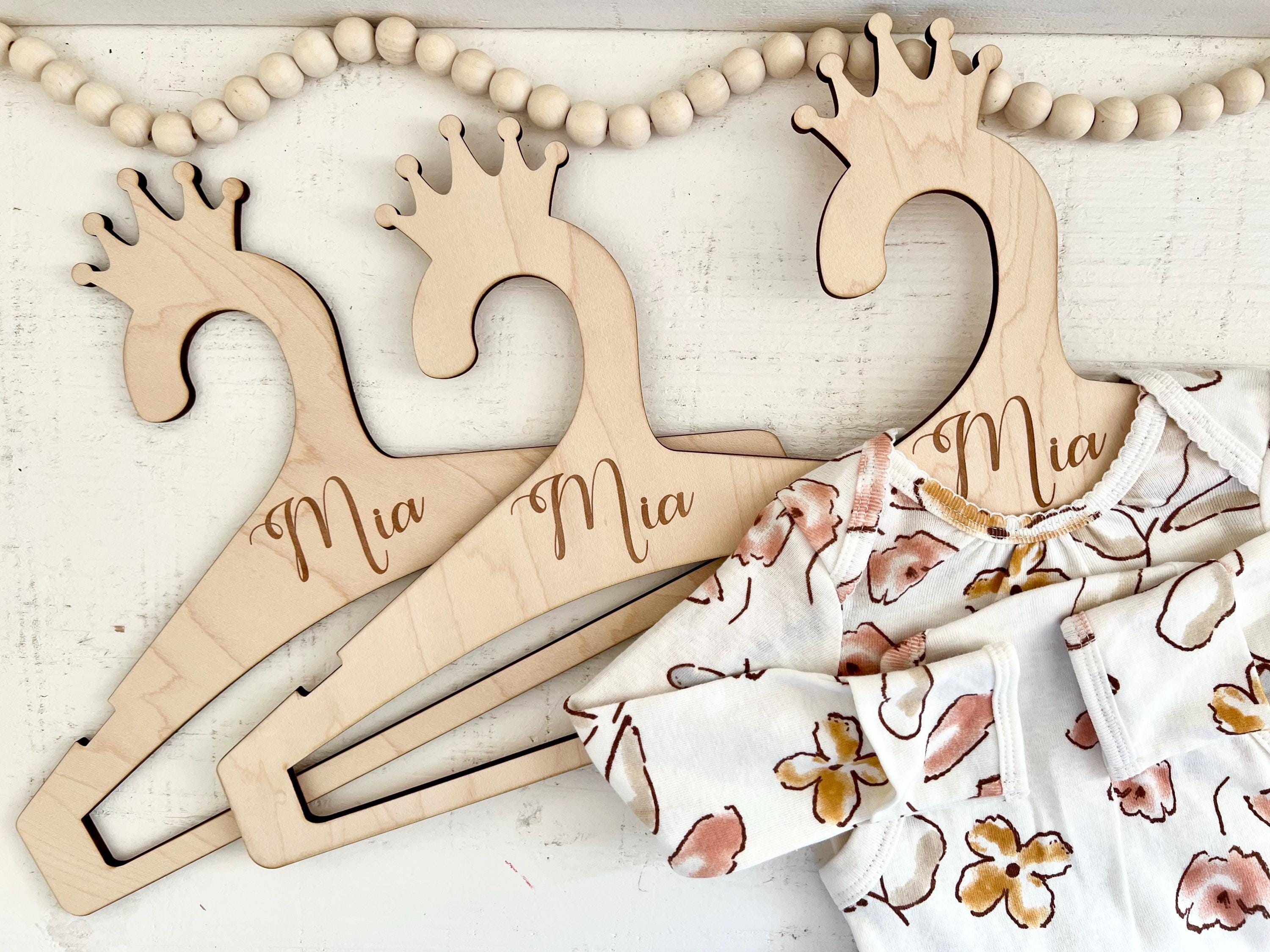 Personalized Baby Clothes Hangers: Engraved Walnut Wood, Custom Name - Etsy