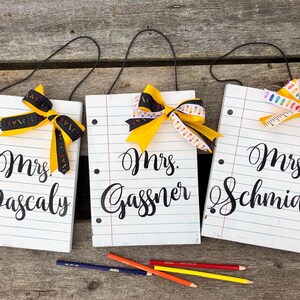 Personalized Teacher Name Sign: Notebook Paper Classroom Door Hanger - Etsy