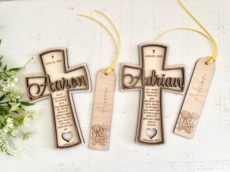 Personalized Wooden Cross: Baptism, First Communion, Dedication Gift - Etsy
