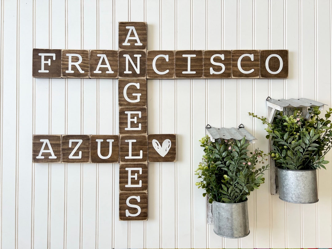 Scrabble Letter Tiles: Painted Wood Blocks, Wall Gallery Decor - Etsy