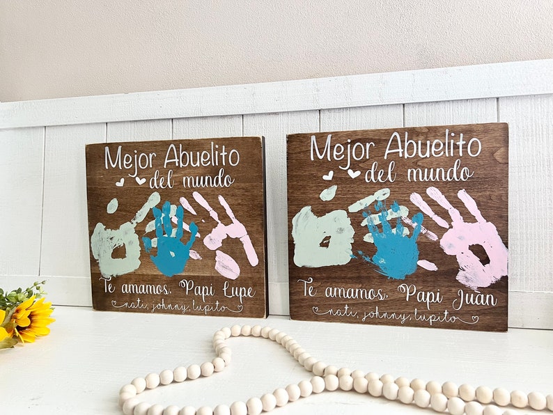 Personalized Grandkids Handprint Wood Sign: Abuelito/abuelita Gift - Etsy