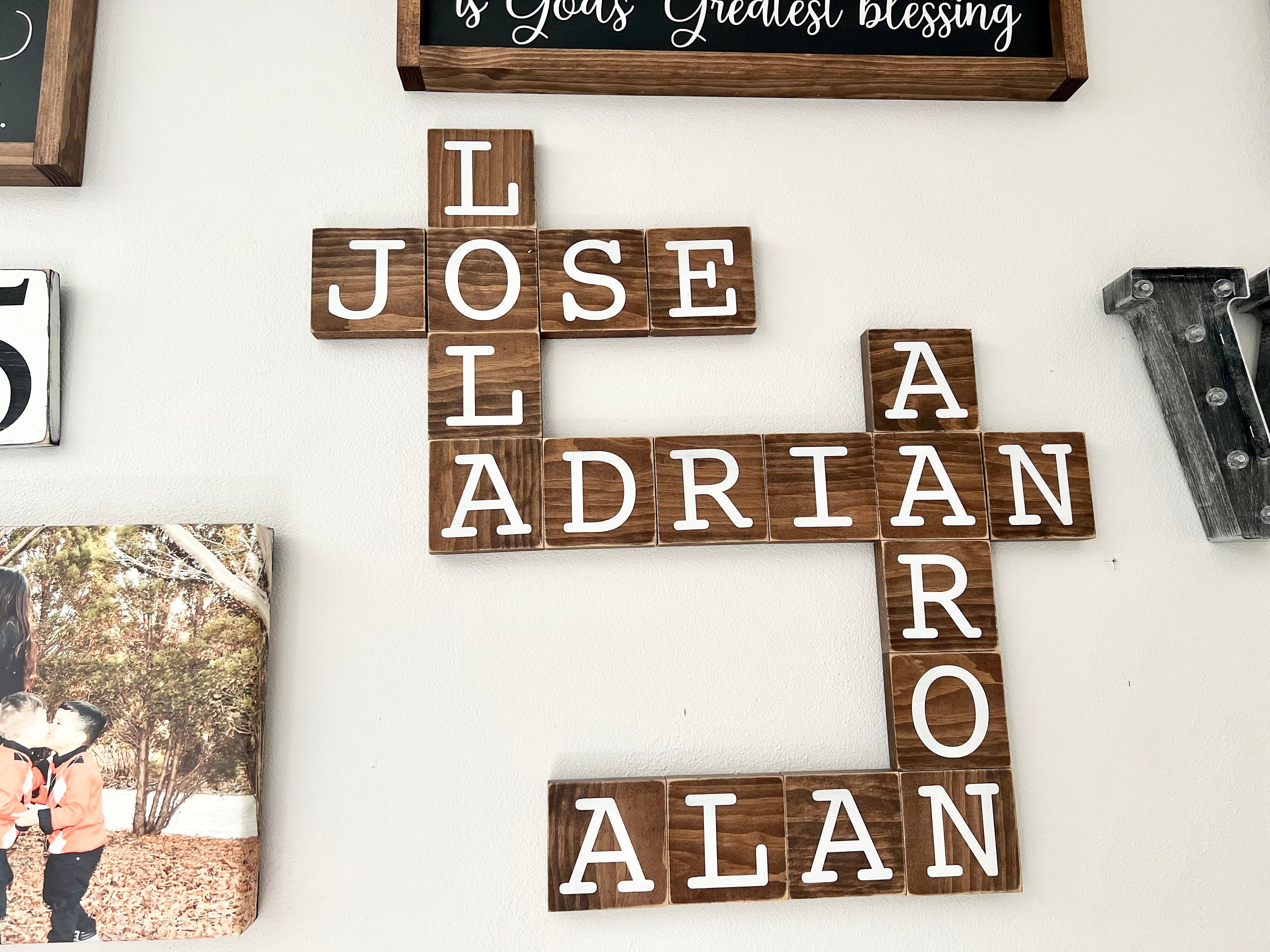Scrabble Letter Tiles: Painted Wood Blocks, Wall Gallery Decor - Etsy