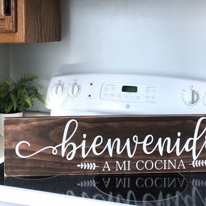 Bienvenidos a Mi Cocina Wood Sign: Hand Painted Spanish Kitchen Decor ...