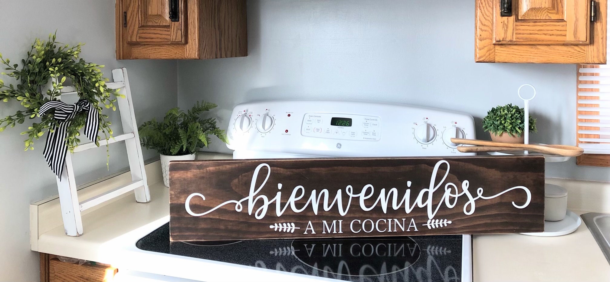 Bienvenidos a Mi Cocina Wood Sign: Hand Painted Spanish Kitchen Decor ...