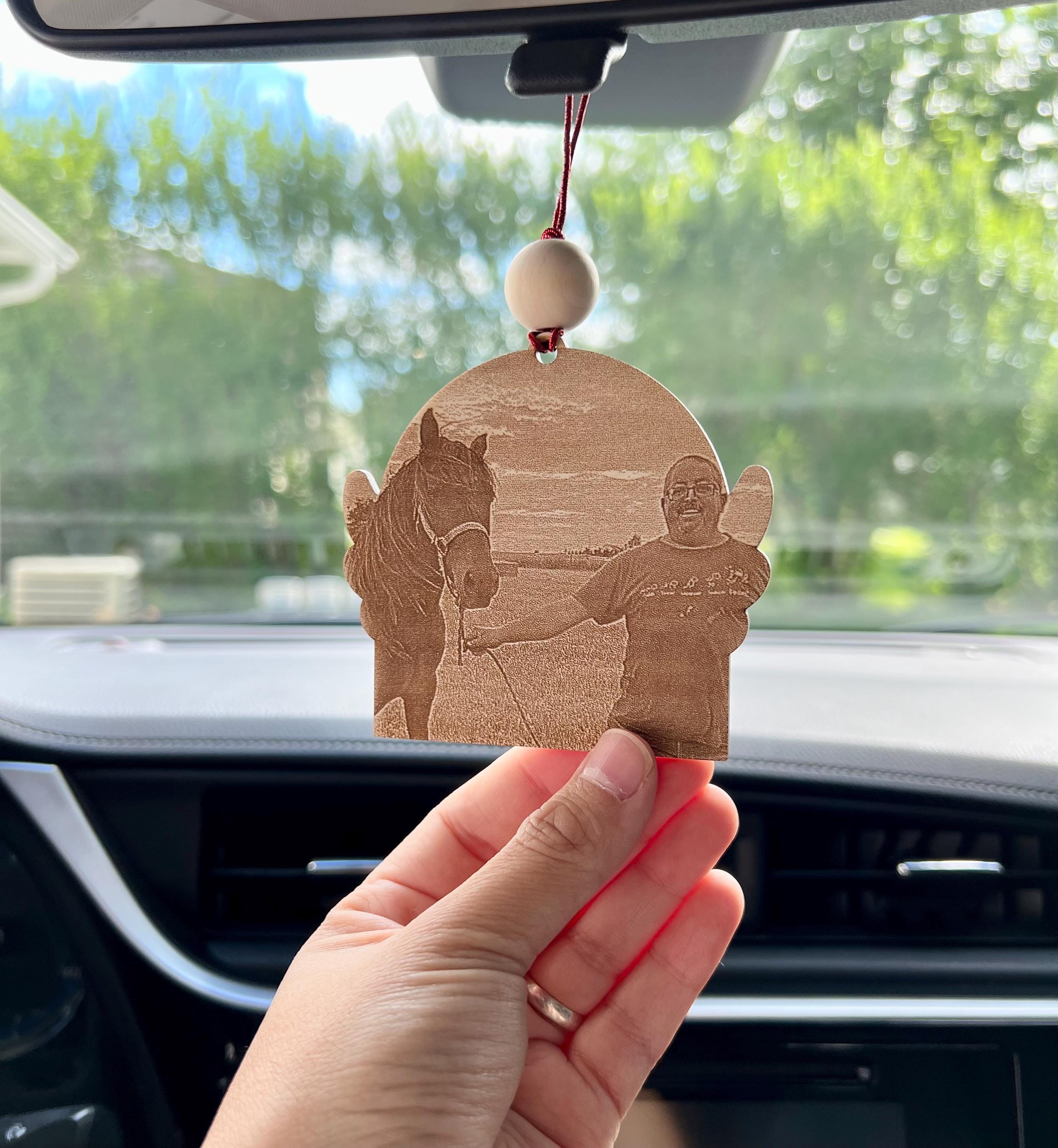 Custom Engraved Memorial Car Charm: Walnut Remembrance Ornament - Etsy