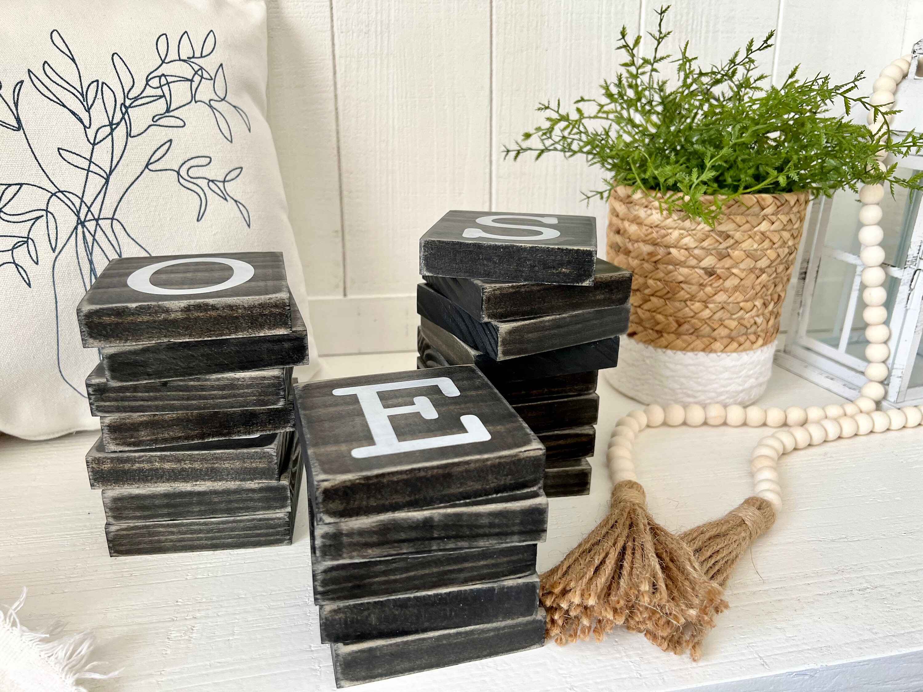 Scrabble Letter Tiles: Painted Wood Blocks, Wall Gallery Decor - Etsy